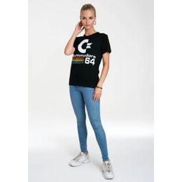 T-Shirt logoshirt "Commodore C64", Damen, Gr. 4XL, schwarz, 100% Baumwolle, bedruckt, normal, Rundhals, Shirts, mit lizenziertem Originaldesign