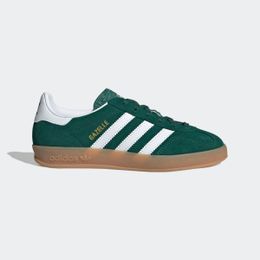Mädchen Sneaker "GAZELLE INDOOR FÜR KINDER", adidas originals, Gr. 38collegiate grün, cloud weiß, gum 2, Leder, Synthetik, Schuhe