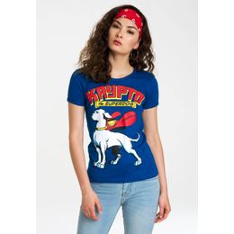 T-Shirt logoshirt "Krypto the Superdog", Damen, Gr. M, blau, 100% Baumwolle, bedruckt, normal, Rundhals, Shirts, mit lizenziertem Originaldesign