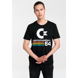 T-Shirt logoshirt "Commodore C64 Logo", Herren, Gr. M, schwarz, 100% Baumwolle, bedruckt, normal, Rundhals, Shirts T-Shirt, mit C64-Print