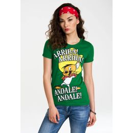 T-Shirt logoshirt "Looney Tunes – Arriba Andale", Damen, Gr. L, grün, 100% Baumwolle, bedruckt, normal, Rundhals, Shirts T-Shirt, mit lizenzierten Originaldesign