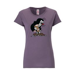 T-Shirt logoshirt "Der kleine Maulwurf", Damen, Gr. XS, lila, 100% Baumwolle, bedruckt, normal, Rundhals, Shirts T-Shirt, mit lizenziertem Originaldesign