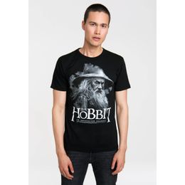T-Shirt logoshirt "The Hobbit", Herren, Gr. S, schwarz, 100% Baumwolle, bedruckt, normal, Rundhals, Shirts T-Shirt, mit gro&szlig;em Siebdruck