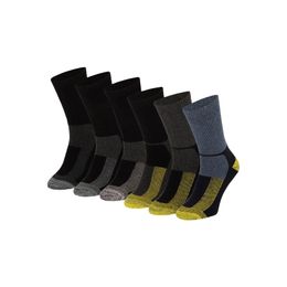 Socken Apollo "Herren Socks", Damen, Gr. 46-48, blau grau gelb, Polyamid, Polyester, Viskose, Wolle, unifarben mit Farbeins&auml;tzen, Socken Socken, Funktionelle Thermosocken, Topseller