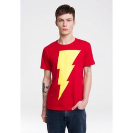 T-Shirt logoshirt "Shazam Logo", Herren, Gr. XS, rot, 100% Baumwolle, bedruckt, normal, Rundhals, Shirts T-Shirt, mit hochwertigem Print