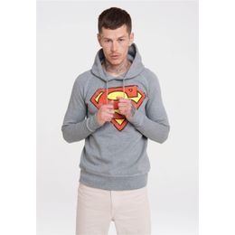 Kapuzensweatshirt logoshirt "DC &ndash; Superman Logo", Herren, Gr. XS, grau (grau, meliert), 80% Baumwolle, 20% Polyester, unifarben, normal, ohne Ausschnitt, Sweatshirts, mit Superhelden-Print