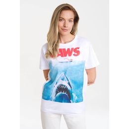 T-Shirt logoshirt "Jaws - Der weisse Hai", Damen, Gr. XS, wei&szlig; (altwei&szlig;), 100% Baumwolle, bedruckt, normal, Rundhals, Shirts T-Shirt, mit lizenziertem Print