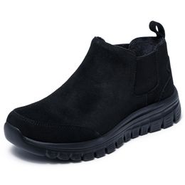 Schlupfboots Skechers "GRACEFUL", Damen, Gr. 35, schwarz, Veloursleder, unifarben, Schuhe, Winterboots mit Air-Cooled Memory Foam Komfort-Innensohle