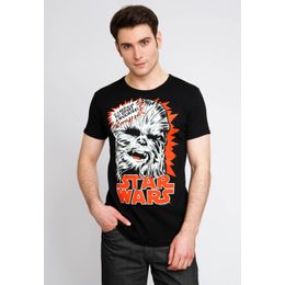T-Shirt logoshirt "Chewbacca", Damen, Gr. XL, bunt (schwarz, mehrfarbig), 100% Baumwolle, bedruckt, normal, Rundhals, Shirts T-Shirt, mit coolem Wookie-Print