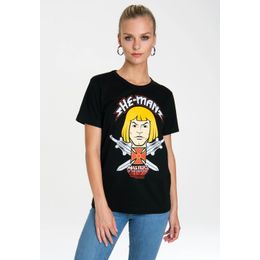 T-Shirt logoshirt "Masters of the Universe &ndash; He-Man", Damen, Gr. XS, schwarz, 100% Baumwolle, bedruckt, normal, Rundhals, Shirts T-Shirt, mit lizenziertem Originaldesign