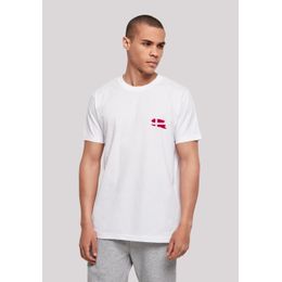 T-Shirt F4NT4STIC "D&auml;nemark Flagge Denmark", Damen, Gr. S, wei&szlig;, Obermaterial: 100% Baumwolle, regular fit, Rundhals, ohne B&uuml;ndchen, Shirts T-Shirt, Print