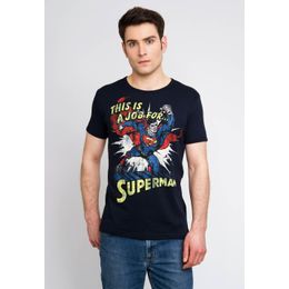 T-Shirt logoshirt "Superman", Herren, Gr. S, blau, 100% Baumwolle, bedruckt, normal, Rundhals, Shirts T-Shirt, mit l&auml;ssigem Vintage-Print