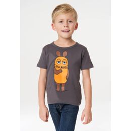 T-Shirt logoshirt "Die Maus", Mädchen, Gr. 104, grau, 100% Baumwolle, bedruckt, normal, Rundhals, Shirts, mit lizenziertem Originaldesign