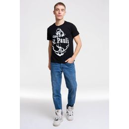 T-Shirt logoshirt "ST. PAULI", Herren, Gr. L, schwarz, 100% Baumwolle, bedruckt, normal, Rundhals, Shirts, mit tollem Frontprint