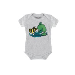 Body logoshirt "Janosch - Tigerente & Kastenfrosch", Jungen, Gr. 86/92, EURO-Gr&ouml;&szlig;en, grau (grau, meliert), 93% Baumwolle, 7% Elasthan, bedruckt, meliert, kurz, Bodys Body, mit lizenziertem Print