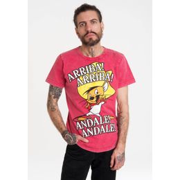 T-Shirt logoshirt "Looney Tunes - Speedy Gonzales", Herren, Gr. XS, rot, 100% Baumwolle, bedruckt, normal, Rundhals, Shirts, mit lizenziertem Print
