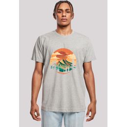 T-Shirt F4NT4STIC "Sonnenuntergang Berglandschaft", Herren, Gr. 4XL, grau (erdgrau), Obermaterial: 100% Baumwolle, regular fit, Rundhals, ohne Bündchen, Shirts, Premium Qualität