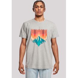 T-Shirt F4NT4STIC "Berg Sonnenuntergang Geometrisch", Herren, Gr. 5XL, grau (erdgrau), Obermaterial: 100% Baumwolle, regular fit, Rundhals, ohne Bündchen, Shirts, Premium Qualität