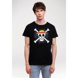 T-Shirt logoshirt "One Piece - Skull", Herren, Gr. XL, schwarz, 100% Baumwolle, bedruckt, unifarben, normal, Rundhals, Shirts T-Shirt, mit lizenziertem Print