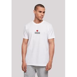 T-Shirt F4NT4STIC "Happy New Year Pixel Herz", Herren, Gr. M, wei&szlig;, Obermaterial: 100% Baumwolle, regular fit, Rundhals, ohne B&uuml;ndchen, Shirts T-Shirt, Print