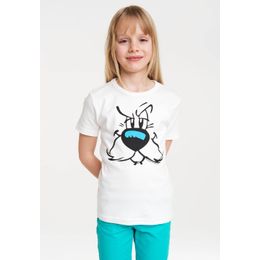 T-Shirt logoshirt "Idefix - Faces - Asterix", Mädchen, Gr. 104/116, grau, 100% Baumwolle, bedruckt, normal, Rundhals, Shirts, mit tollem Frontdruck
