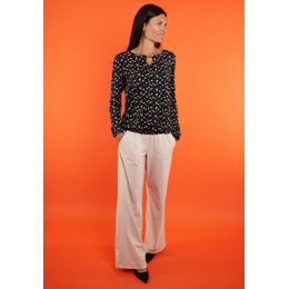 Langarmshirt Seidel Moden "Exklusiv bei OTTO", Damen, Gr. 34, schwarz, Web, Obermaterial: 96% Viskose, 4% Elasthan, bedruckt, bequem hüftbedeckend, Rundhals, elastischer Bund, Shirts, mit grafischem Muster und Detail am Ausschnitt, MADE IN GERMANY