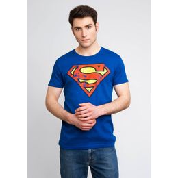 T-Shirt logoshirt "Superman", Herren, Gr. L, blau, 100% Baumwolle, bedruckt, normal, Rundhals, Shirts, mit lässigem Retro-Print