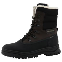 Winterstiefel Romika, Damen, Gr. 43, schwarz (schwarz, mokka), Lederimitat, Textil, Schuhe Winterstiefel, Winterstiefel, Outdoorschuh mit ROMITEX-Membran