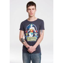 T-Shirt logoshirt "Wonder Woman", Herren, Gr. XS, grau, 100% Baumwolle, bedruckt, normal, Rundhals, Shirts T-Shirt, mit trendigem Retro-Print