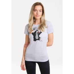 T-Shirt logoshirt "Der kleine Maulwurf", Damen, Gr. S, grau (grau, meliert), 95% Baumwolle, 5% Viskose, bedruckt, meliert, normal, Rundhals, Shirts T-Shirt, mit lizenziertem Originaldesign