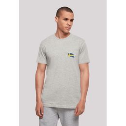 T-Shirt F4NT4STIC "Schweden Flagge Sweden", Herren, Gr. 5XL, grau (erdgrau), Obermaterial: 100% Baumwolle, regular fit, Rundhals, ohne Bündchen, Shirts, Print