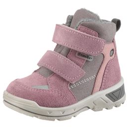 Lauflernschuh Pepino BY RICOSTA "Janne 50 WMS: weit", Kinder, Gr. 24, rosa, grau, Lederimitat, Veloursleder, Schuhe, Klettstiefel, Winterboots mit Sympatex, Größenschablone zum Download