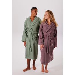 Unisex-Bademantel Bruno Banani "Robby, ideal für Sauna & Spa, Standardlänge & Überlänge" Gr. S, salbei, L:120cm, Walkfrottee, Hausmäntel, Damen & Herren Bademäntel, Baumwolle, mit Taschen, Sauna, XS-3XL