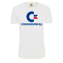 T-Shirt logoshirt "Commodore", Herren, Gr. M, weiß, 100% Baumwolle, bedruckt, normal, Rundhals, Shirts, mit Gaming Print