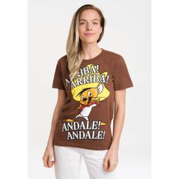 T-Shirt logoshirt "Looney Tunes - Speedy Gonzales", Damen, Gr. L, braun, 100% Baumwolle, bedruckt, normal, Rundhals, Shirts T-Shirt, mit lizenziertem Print