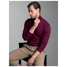 Rollkragenshirt TRIGEMA "TRIGEMA Langarm Ski- und Sport-Rollkragenpullover", Herren, Gr. L, rot (sangria), 100% Baumwolle (Bio-Baumwolle kbA), Basic, Shirts