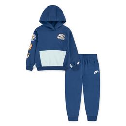 Jogginganzug Nike Sportswear "NKN PO JOGGER FLEECE SET", Kinder, Gr. 104 (4), blau force, Obermaterial: 60% Baumwolle, 40% Polyester, Sportanzüge, für Kinder
