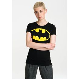 T-Shirt logoshirt "Batman", Damen, Gr. L, schwarz (schwarz, gelb), 100% Baumwolle, bedruckt, mehrfarbig, normal, Rundhals, Shirts T-Shirt, mit coolem Superhelden-Print