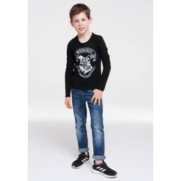 Langarmshirt logoshirt "Harry Potter Hogwarts", Jungen, Gr. 104, schwarz-weiß (schwarz, weiß), 100% Baumwolle, bedruckt, normal, Rundhals, Shirts, Print