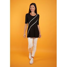 T-Shirt Seidel Moden "Exklusiv bei OTTO", Damen, Gr. 36, schwarz, Jersey, Obermaterial: 95% Viskose, 5% Elasthan, kontrastfarbene Details, regular fit Po-bedeckend, Rundhals, Shirts, mit Streifen, MADE IN GERMANY