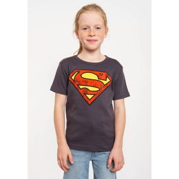 T-Shirt logoshirt "Superman", M&auml;dchen, Gr. 140/152, blau (grau), 100% Baumwolle, bedruckt, normal, Rundhals, Shirts T-Shirt, mit coolem Frontprint