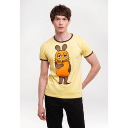 T-Shirt logoshirt "Die Sendung mit der Maus - Die Maus", Herren, Gr. L, braun, 100% Baumwolle, unifarben, normal, Rundhals, Shirts T-Shirt, mit lizenziertem Print