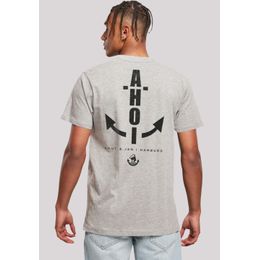 T-Shirt F4NT4STIC "AHOI Knut & Jan Hamburg", Herren, Gr. 4XL, grau (erdgrau), Obermaterial: 100% Baumwolle, regular fit, Rundhals, ohne Bündchen, Shirts, Print