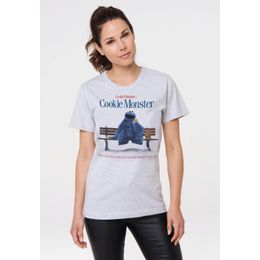 T-Shirt logoshirt "Sesamstra&szlig;e &ndash; Kr&uuml;melmonster", Damen, Gr. S, grau (grau, meliert), 95% Baumwolle, 5% Viskose, unifarben, normal, Rundhals, Shirts T-Shirt, mit coolem Print