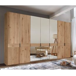 Pharao24.de Drehtürenschrank Spiegelschrank mit Massivholz Türen und Metallgriffen