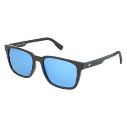 Lacoste L6077S | Herren-Sonnenbrille | Fassung: Vollrand, Eckig, Kunststoff, Schwarz | Glasfarbe: Blau Spiegel Blau