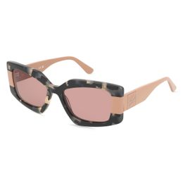 K by KARL LAGERFELD Karl Lagerfeld KL6206S | Damen-Sonnenbrille | Fassung: Vollrand, Eckig, Acetat, Schwarz Beige | Glasfarbe: Braun