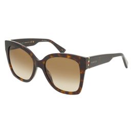 Gucci GG0459S | Damen-Sonnenbrille | Fassung: Vollrand, Eckig, Acetat, Havanna Gold | Glasfarbe: Braun