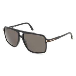 Tom Ford FT1177 KEMP | Herren-Sonnenbrille | Fassung: Vollrand, Pilot, Acetat, Schwarz Glänzend | Glasfarbe: Grau