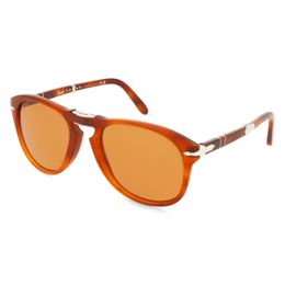 Persol PO0714SM Steve McQueen | Herren-Sonnenbrille | Fassung: Vollrand, Pilot, Acetat, Orange Dunkel | Glasfarbe: Braun